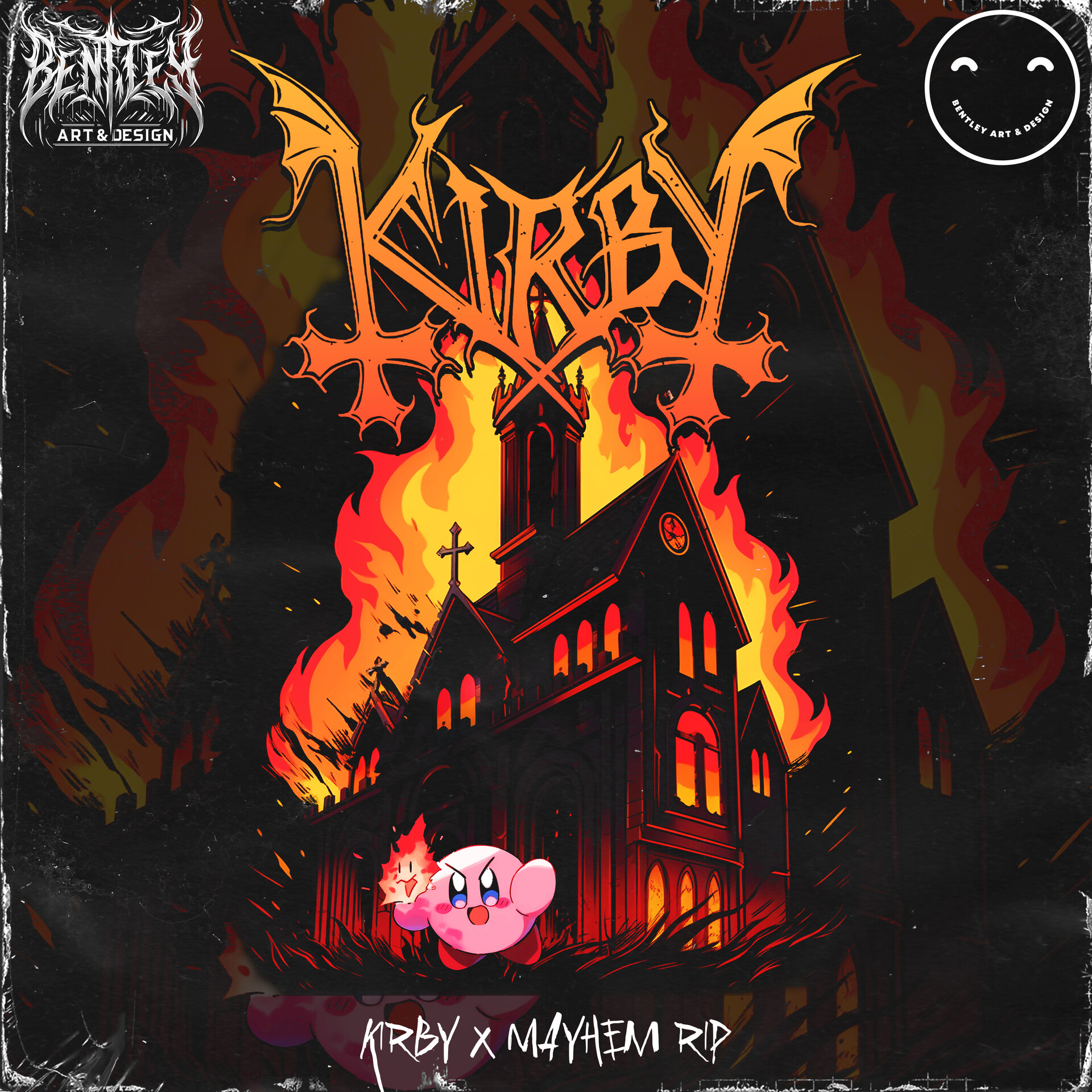 ArtStation - 'Kirby X Mayhem' Merch Design for The Meme Dungeon