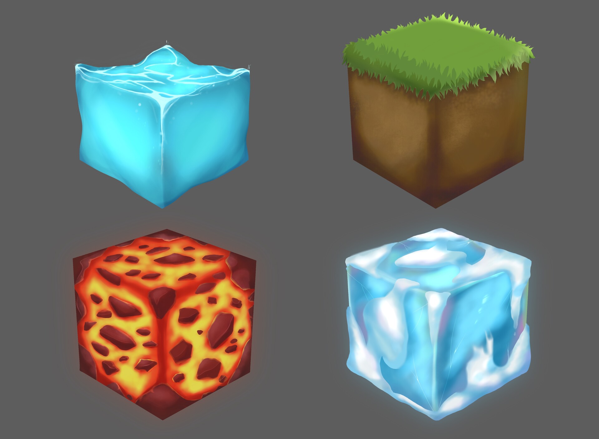 ArtStation - 2D Paintover cube textures