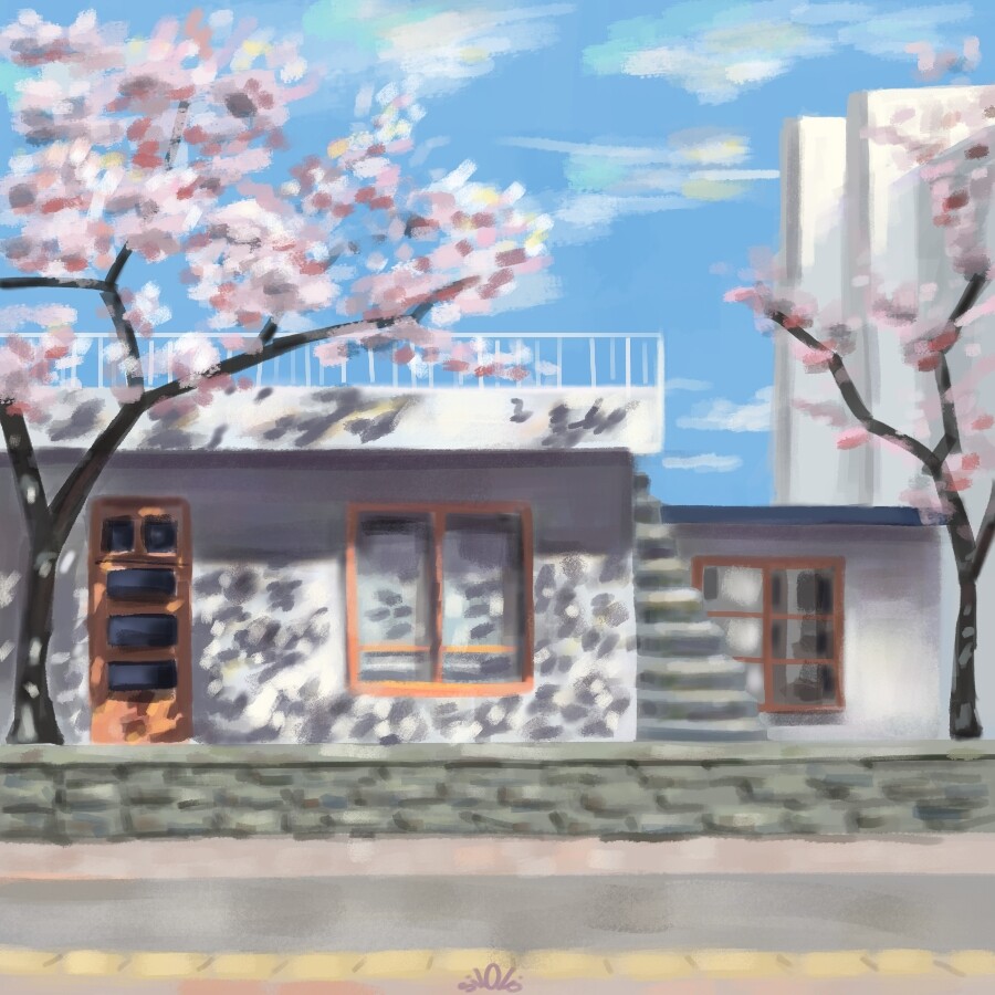 ArtStation - House under Sakura.
