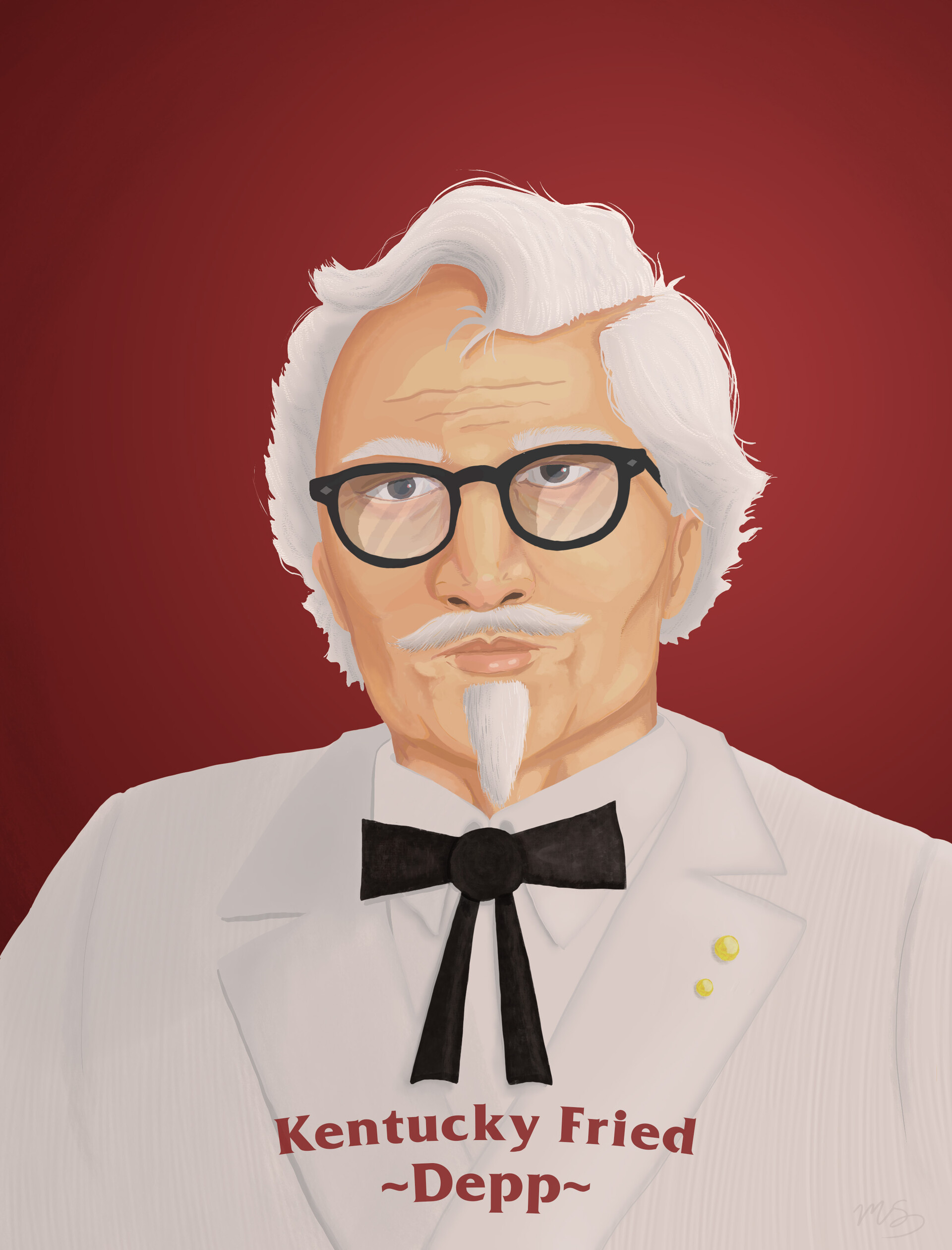 ArtStation - Illustrated Portrait: Johnny Depp as Colonel Sanders ...