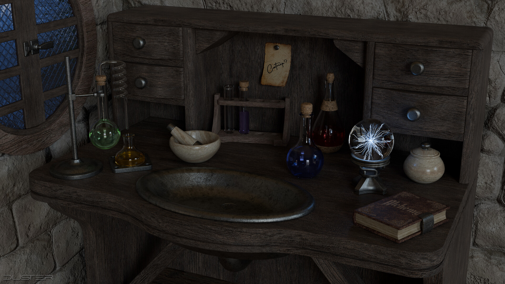 ArtStation - Alchemy Table - Blender 3D Model