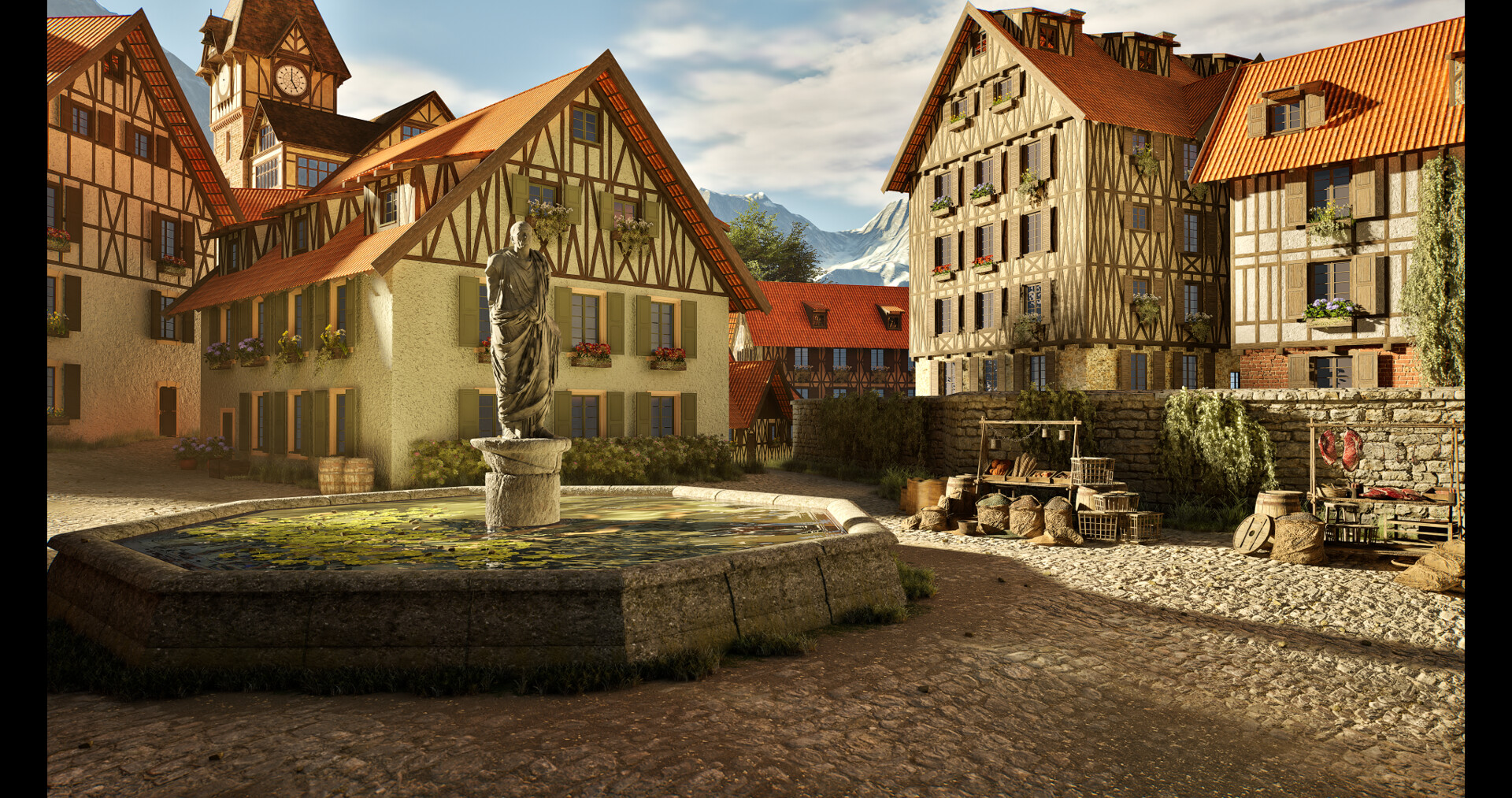 ArtStation - Medieval town / Modular fachwerkhaus