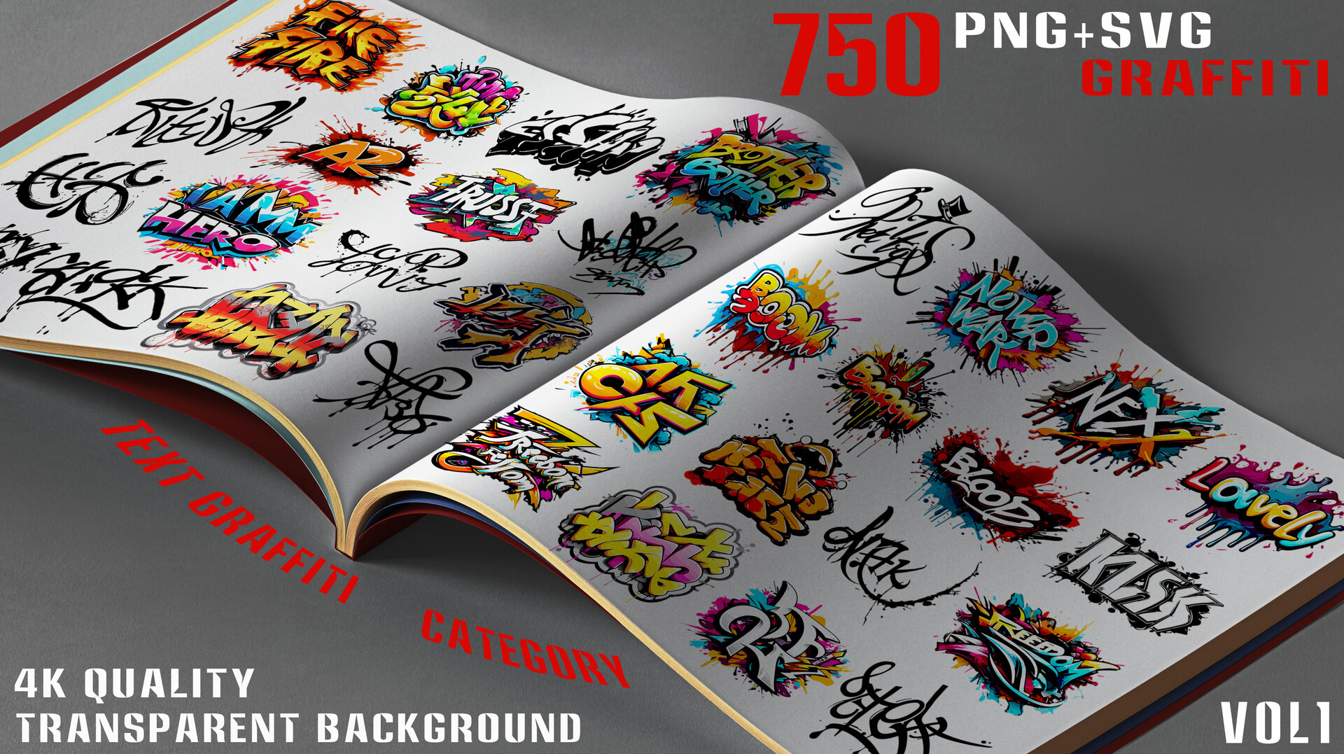 Mona Ghafourian - 750 PNG-SVG Graffiti - Vol.1