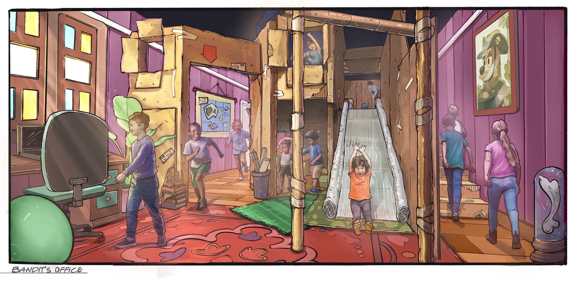 ArtStation - CAMP: Bluey Bandit's Office Experience Design