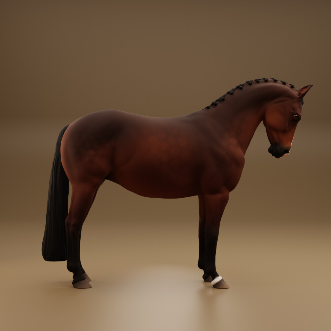 ArtStation - Warmblood mare in a square halt