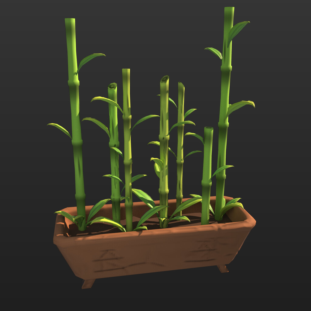 ArtStation - Stylised Bamboo in Terracotta Pot