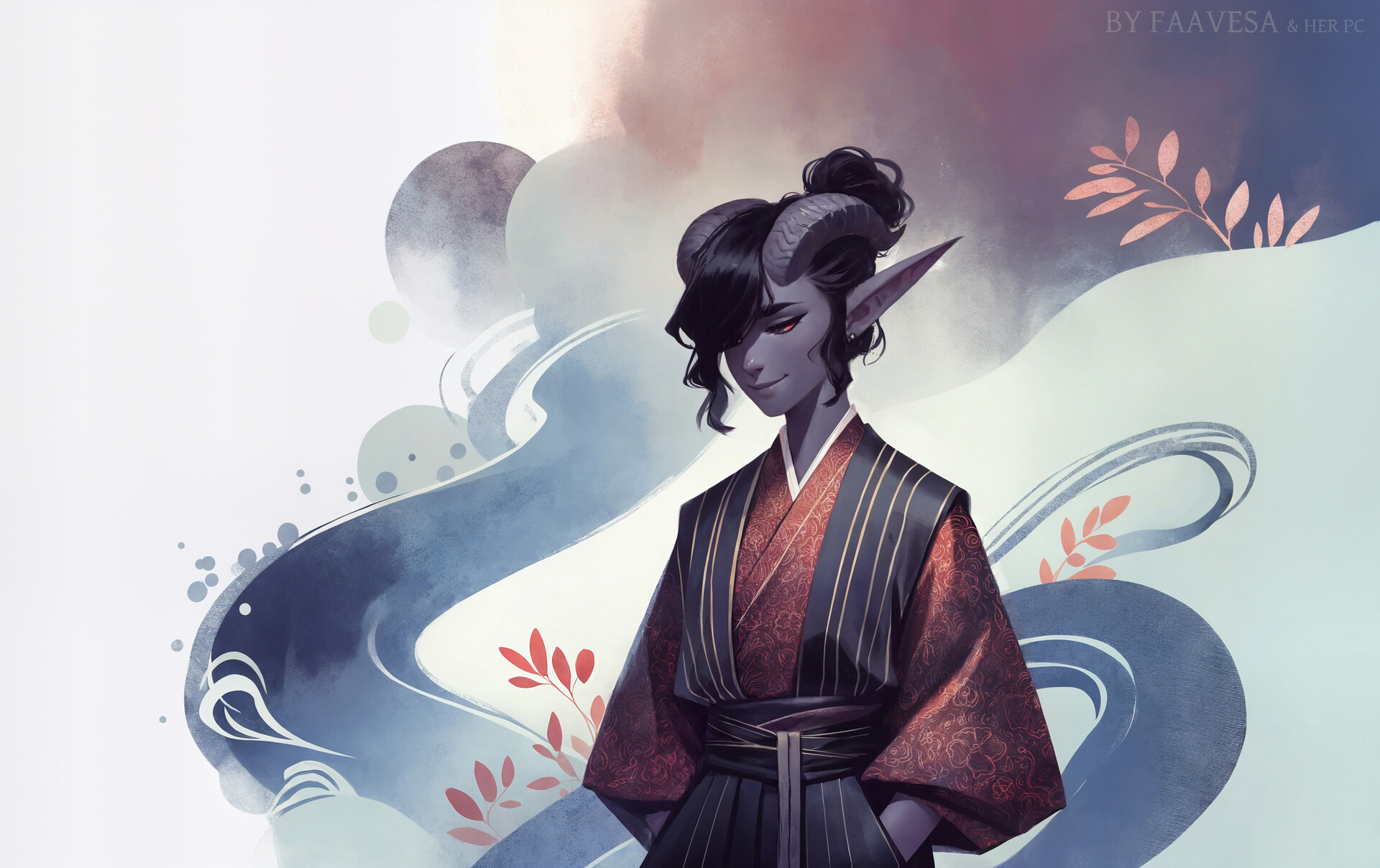 ArtStation - Tiefling in traditional clothes