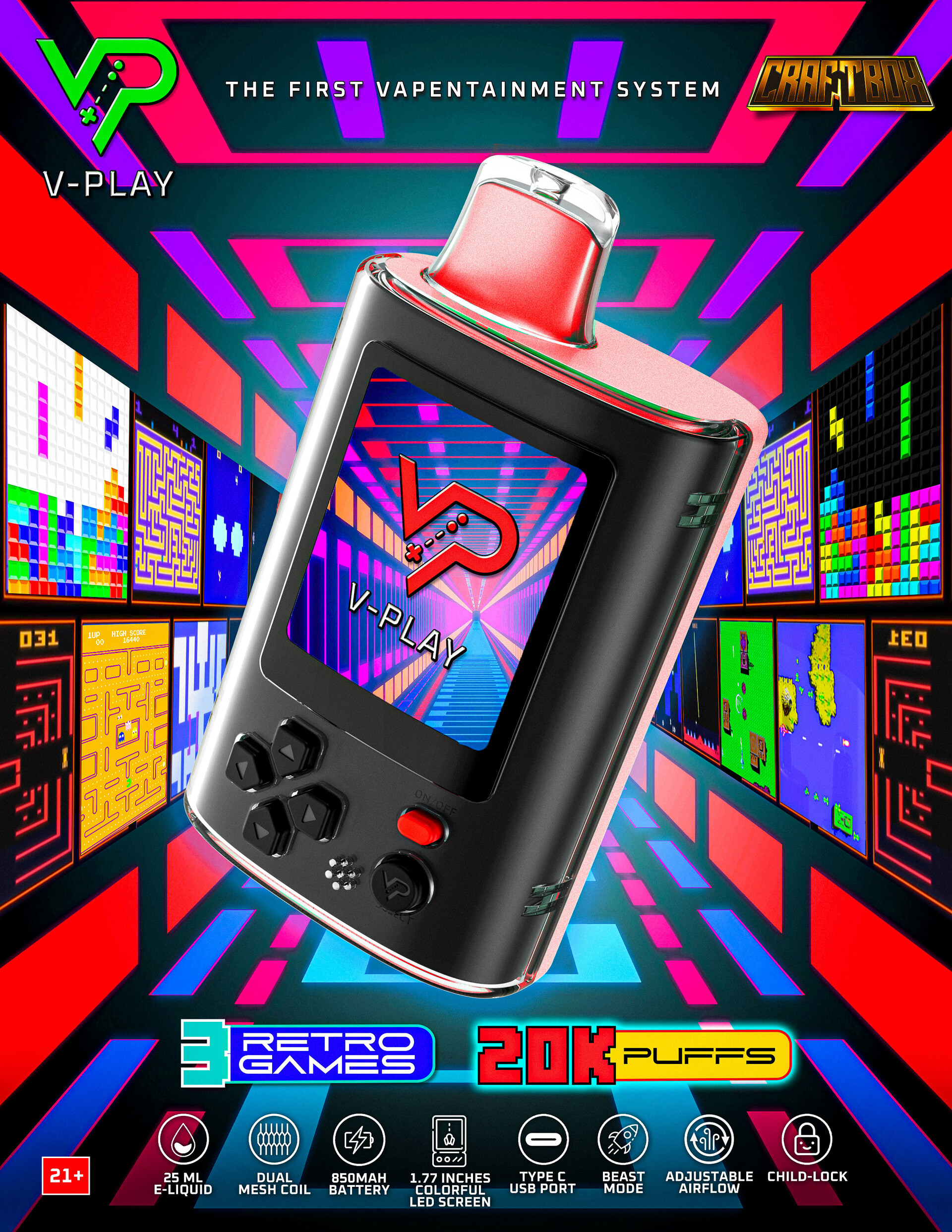 ArtStation - V-PLAY - The First Vapentainment System | Key Visuals - Posters - Merch
