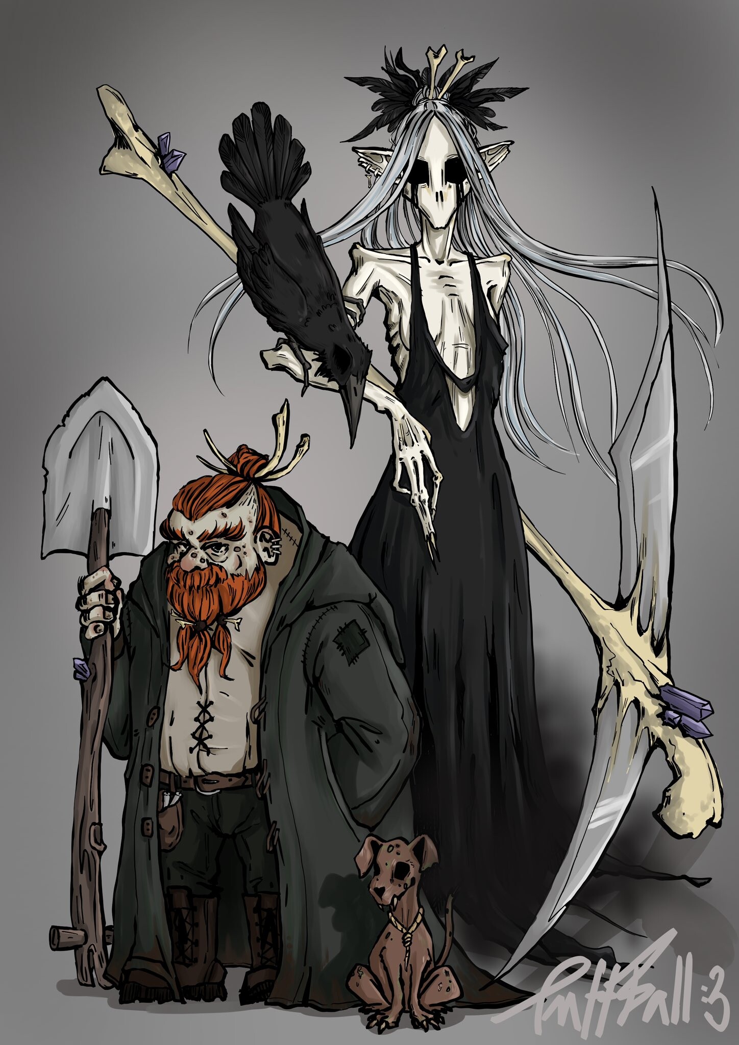 ArtStation - Dwarf GraveDigger and Elf Death