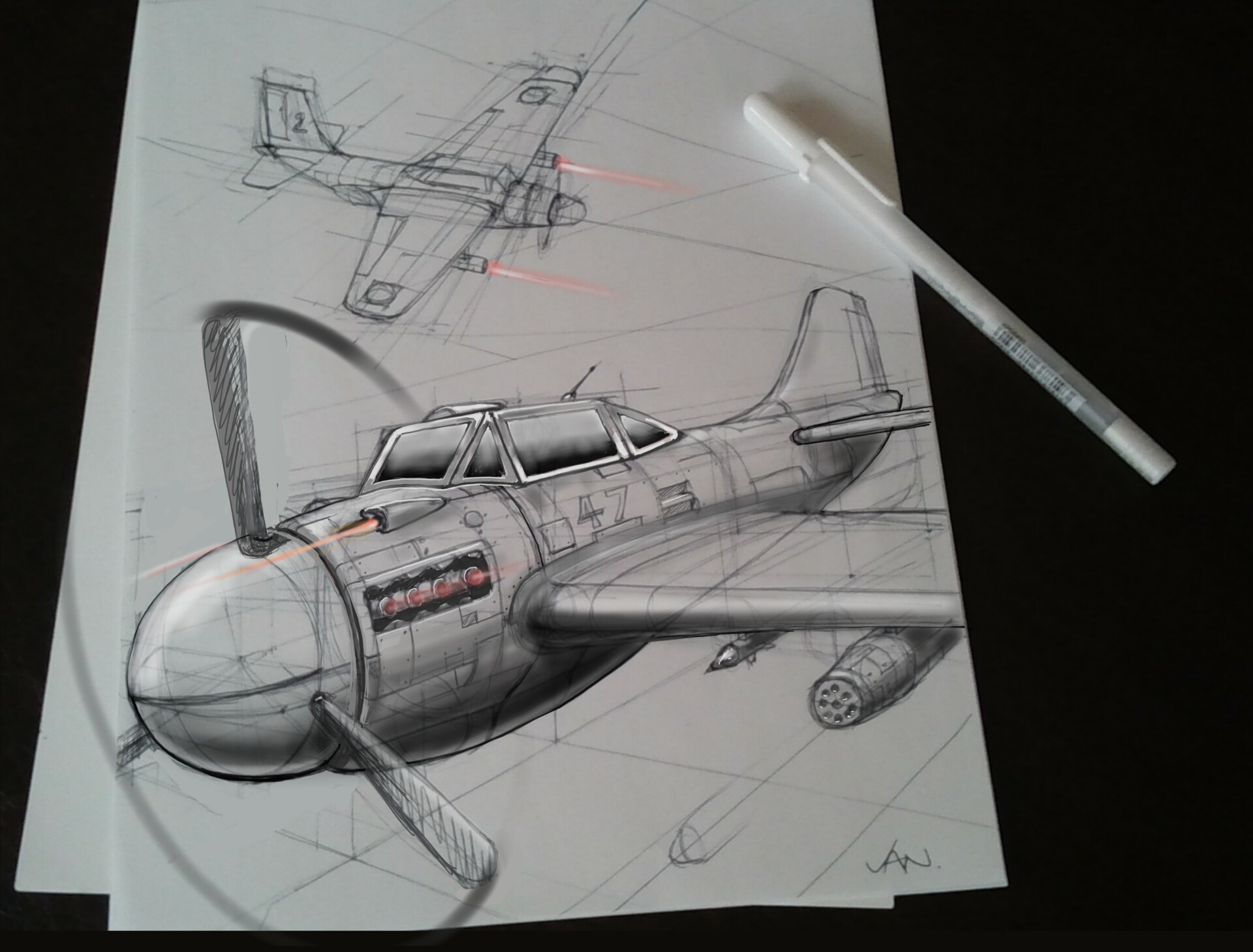ArtStation - WW2 Plane sketch