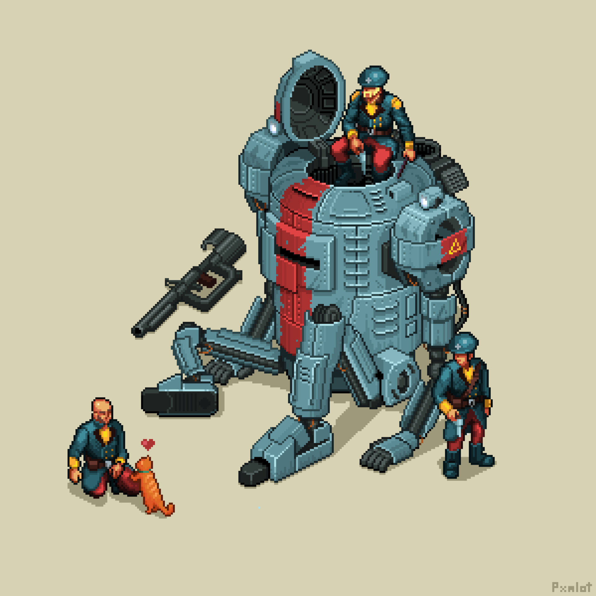 ArtStation - The Mech and the cat