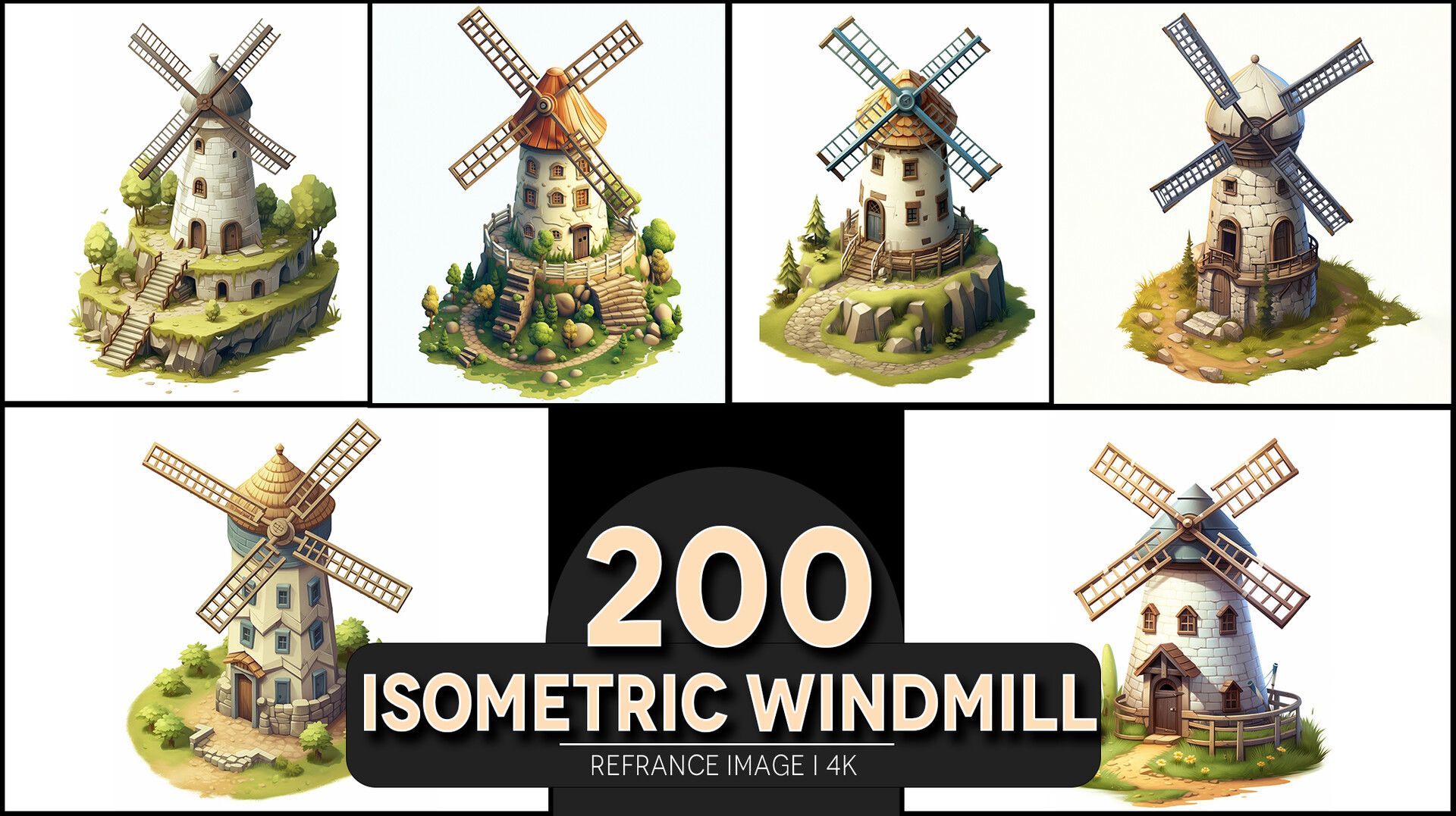 Pixel Ref - Isometric Windmill 4K Reference/Concept Images