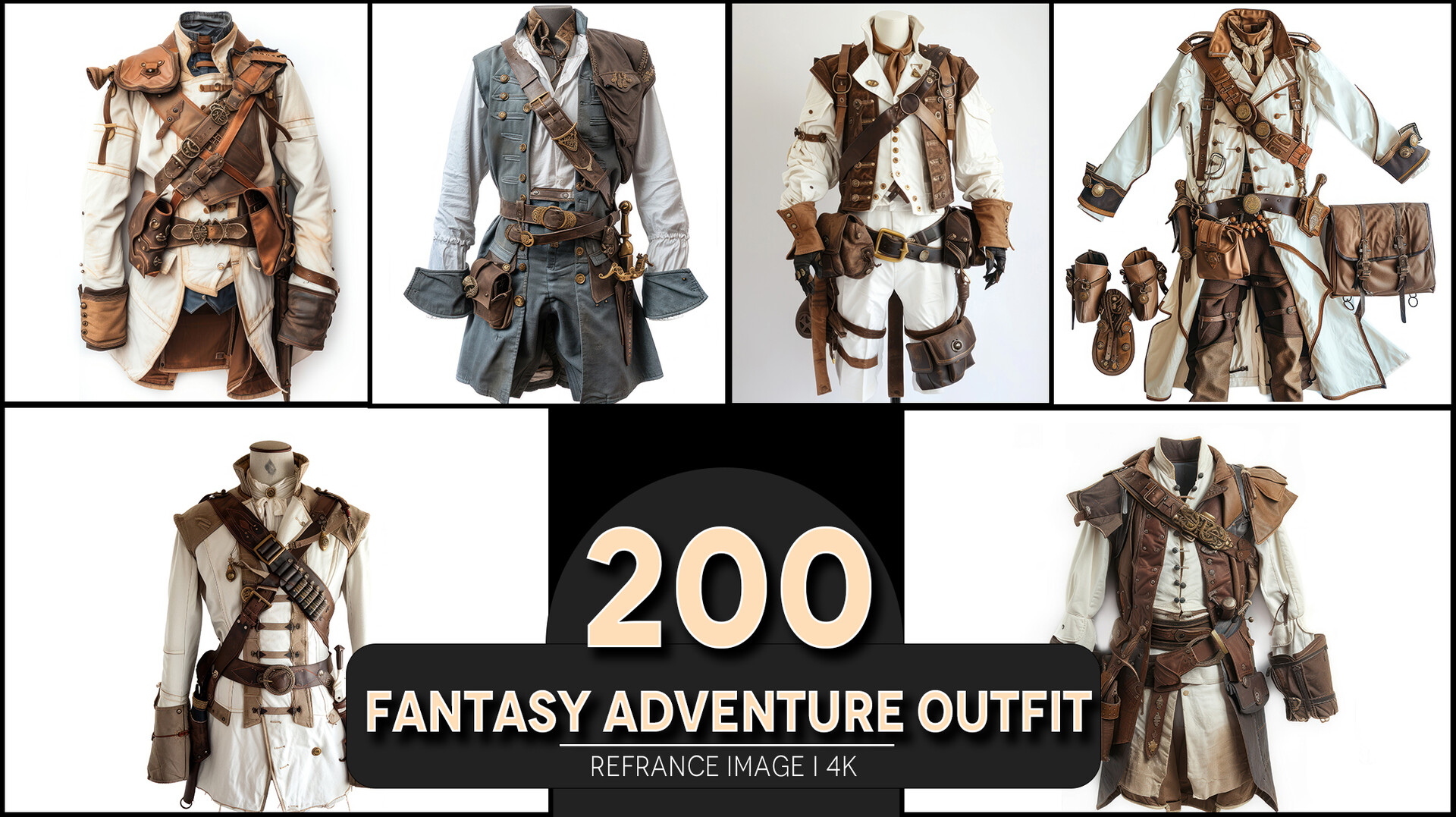 Pixel Ref - Fantasy Adventure Outfit 4K Reference/Concept Images