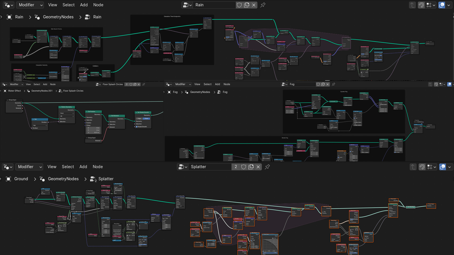 3D Tudor - Blender 4 Procedural Rain Geometry Node Pack