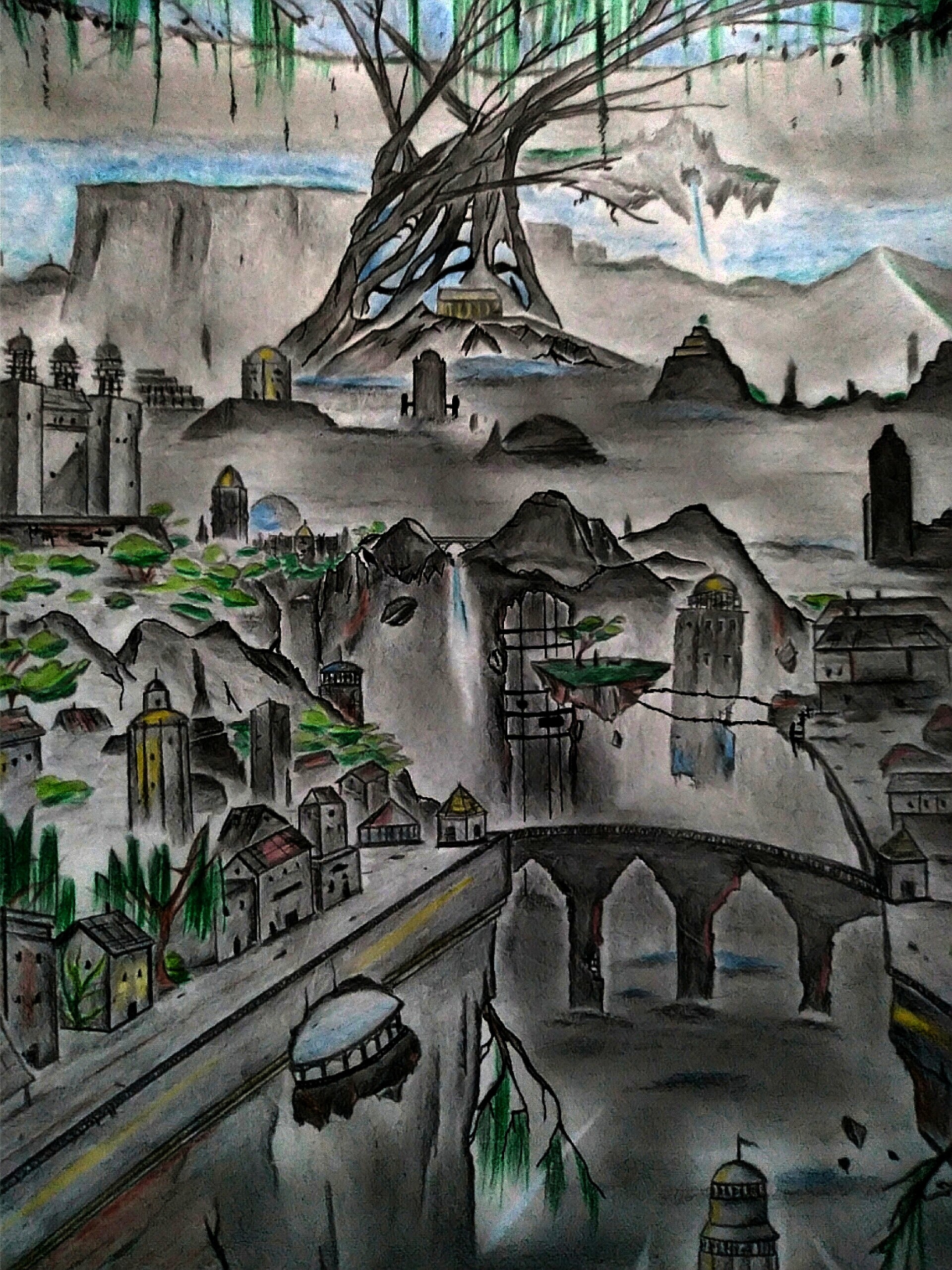 ArtStation - Drawing my world: Falling City Surface