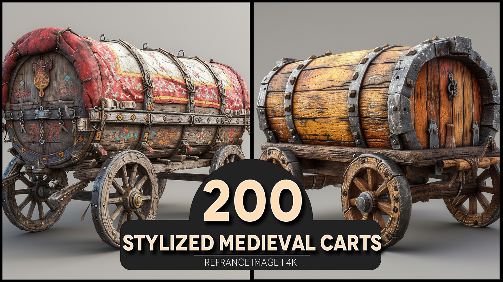 Pixel Ref - Stylized Medieval Carts 4K Reference/Concept Images