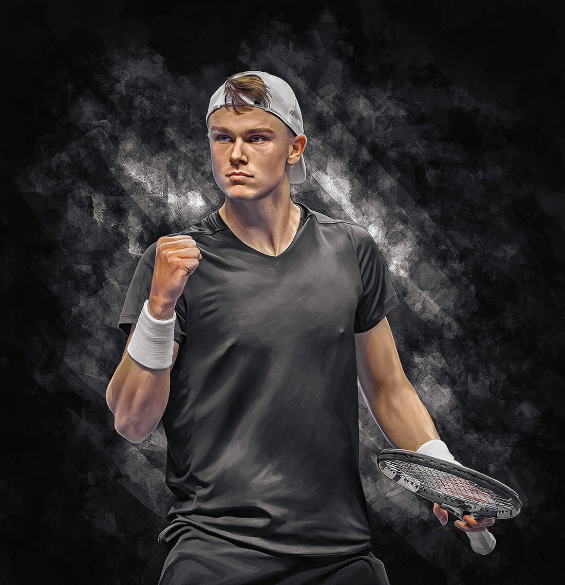 Sam Brannan - Holger Rune come on gesture. Digital artwork illustration ...