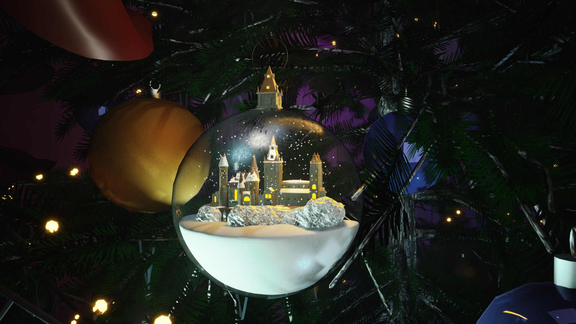 ArtStation - New Year's ball with a snow castle