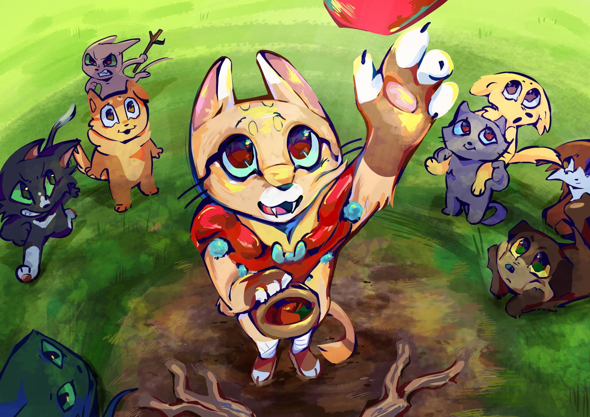 ArtStation - Poncho Cat Illustration