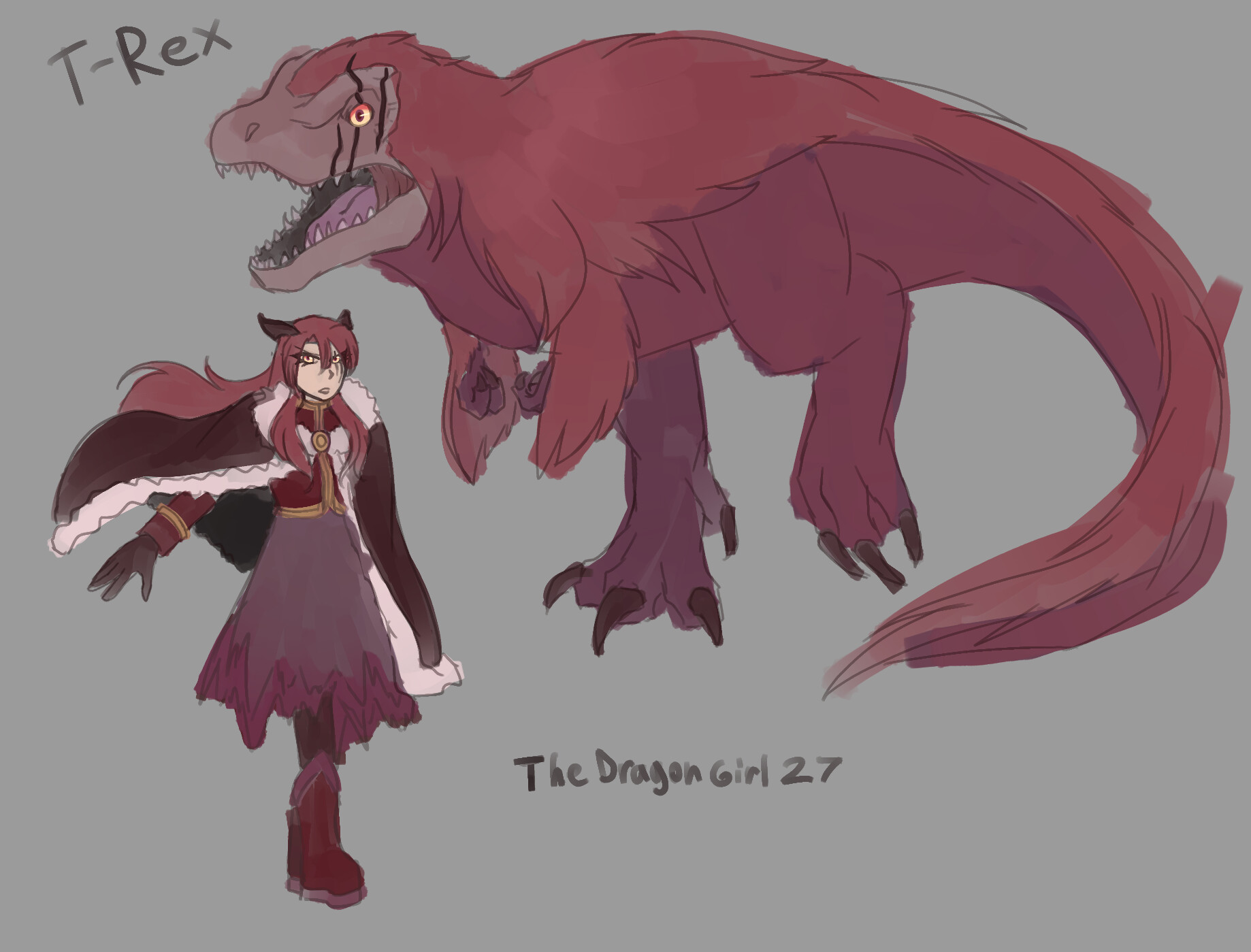 how to draw a girl dinosaur