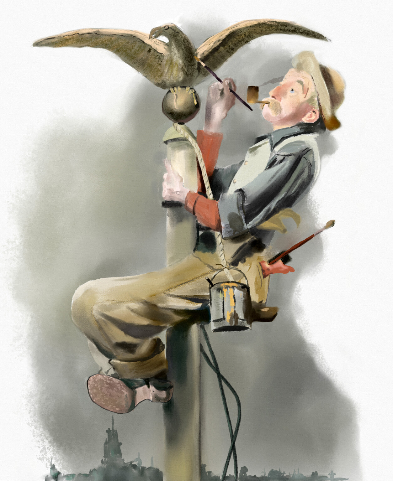ArtStation - Study - Norman Rockwell - Man Painting Pole