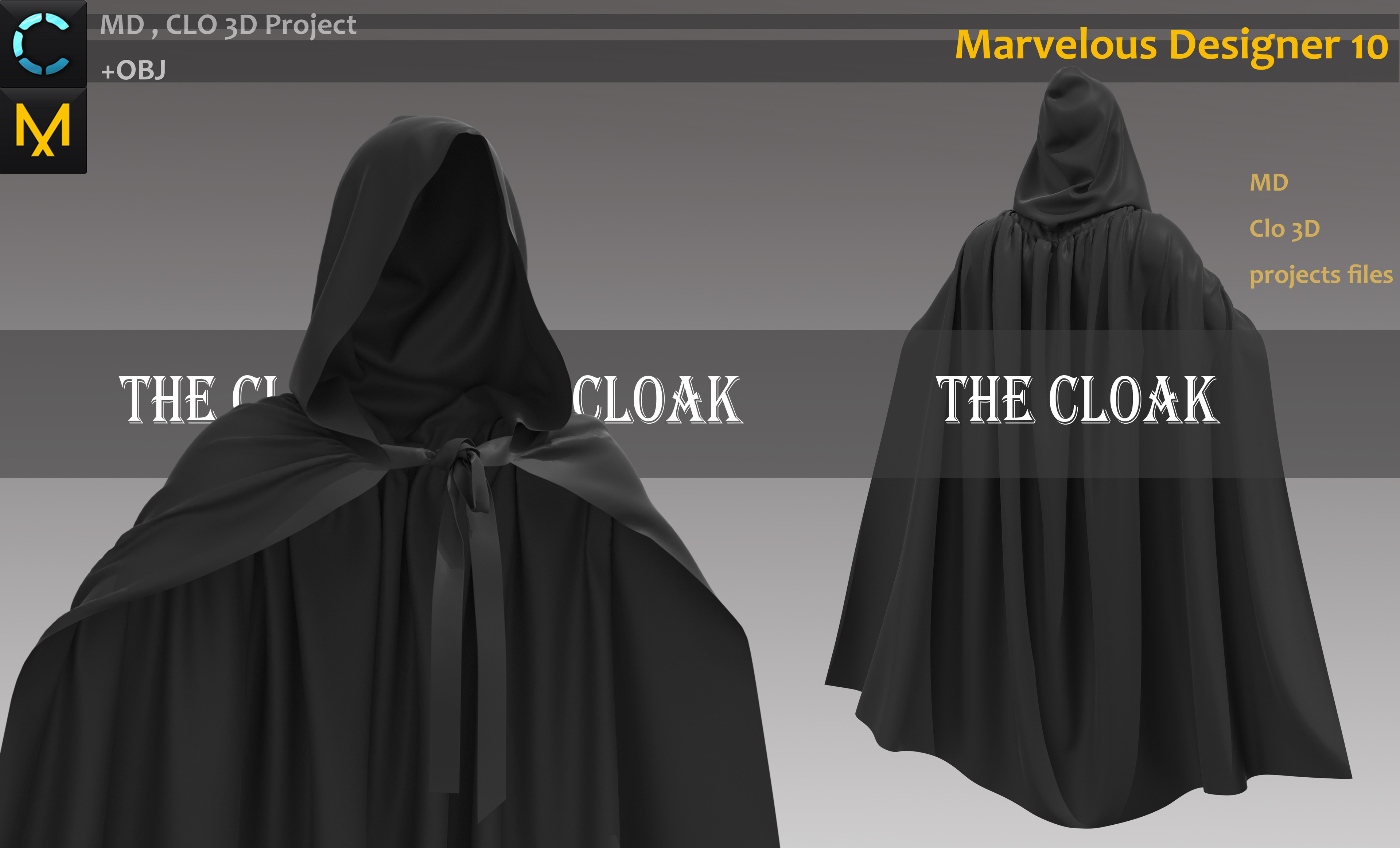 Tailor Miller - Black Cloak/Cape_Marvelous Designer, CLO3D