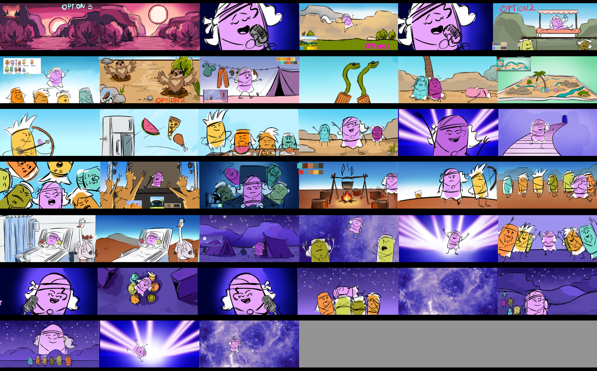 ArtStation - Color Scripts for Thumb Follow me's "Zany Songs"