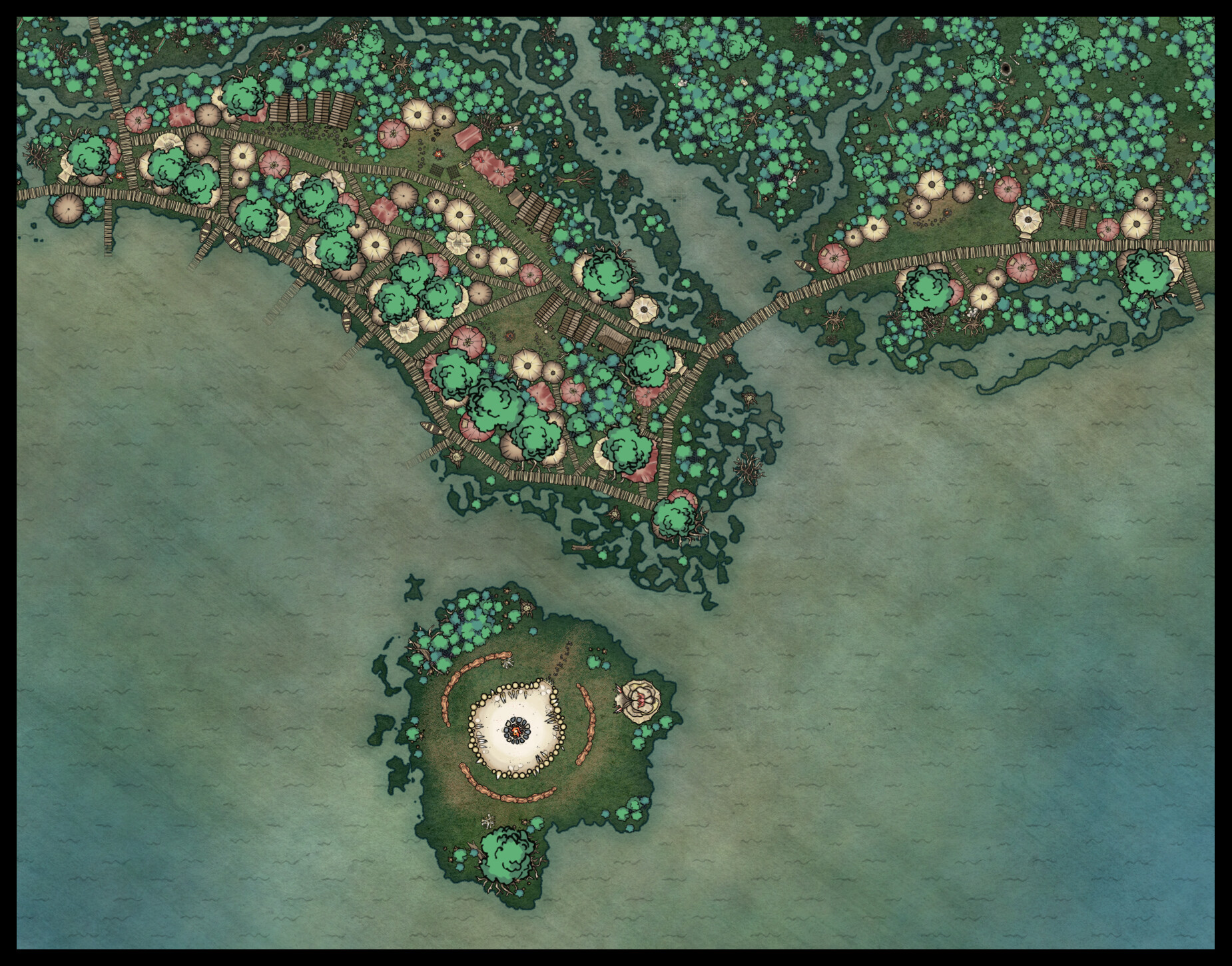 ArtStation - [Commission] The City States, Swampy Town Detail Map
