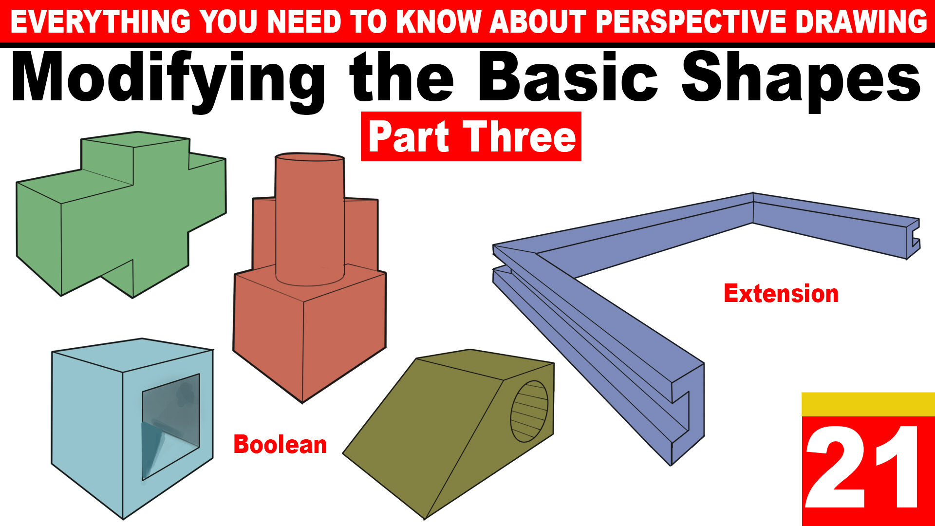 ArtStation - Lesson 21: Modifying The Basic Shapes Part 3 (Boolean & Extension)