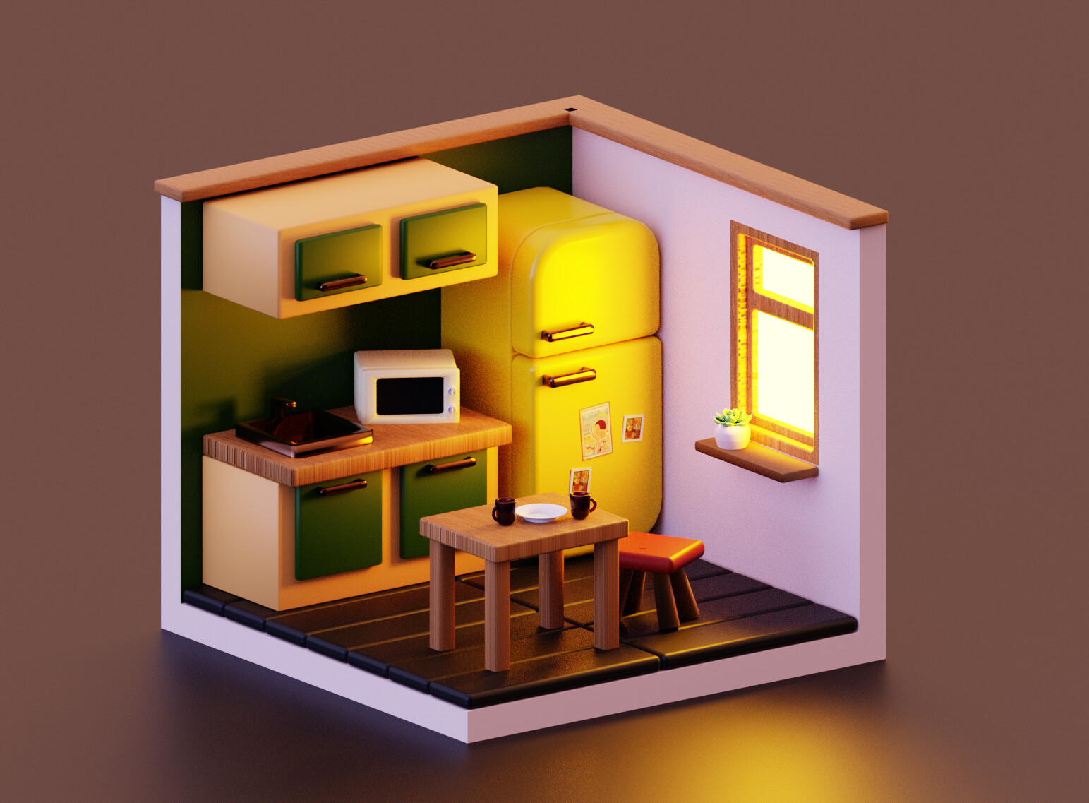 ArtStation - low poly kitchen