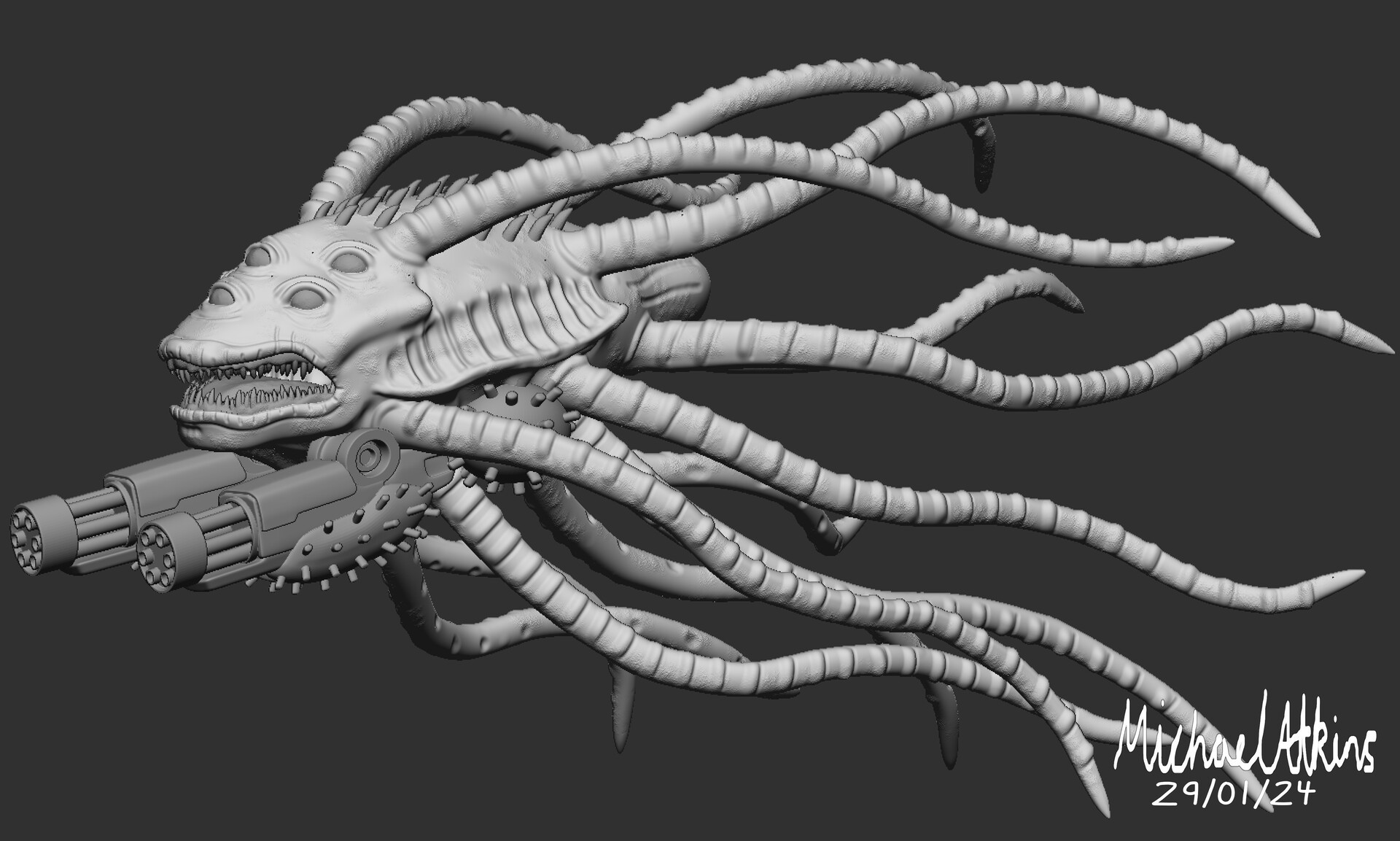 ArtStation - Michael Atkins 3D Weaponised Tentacle Alien AO