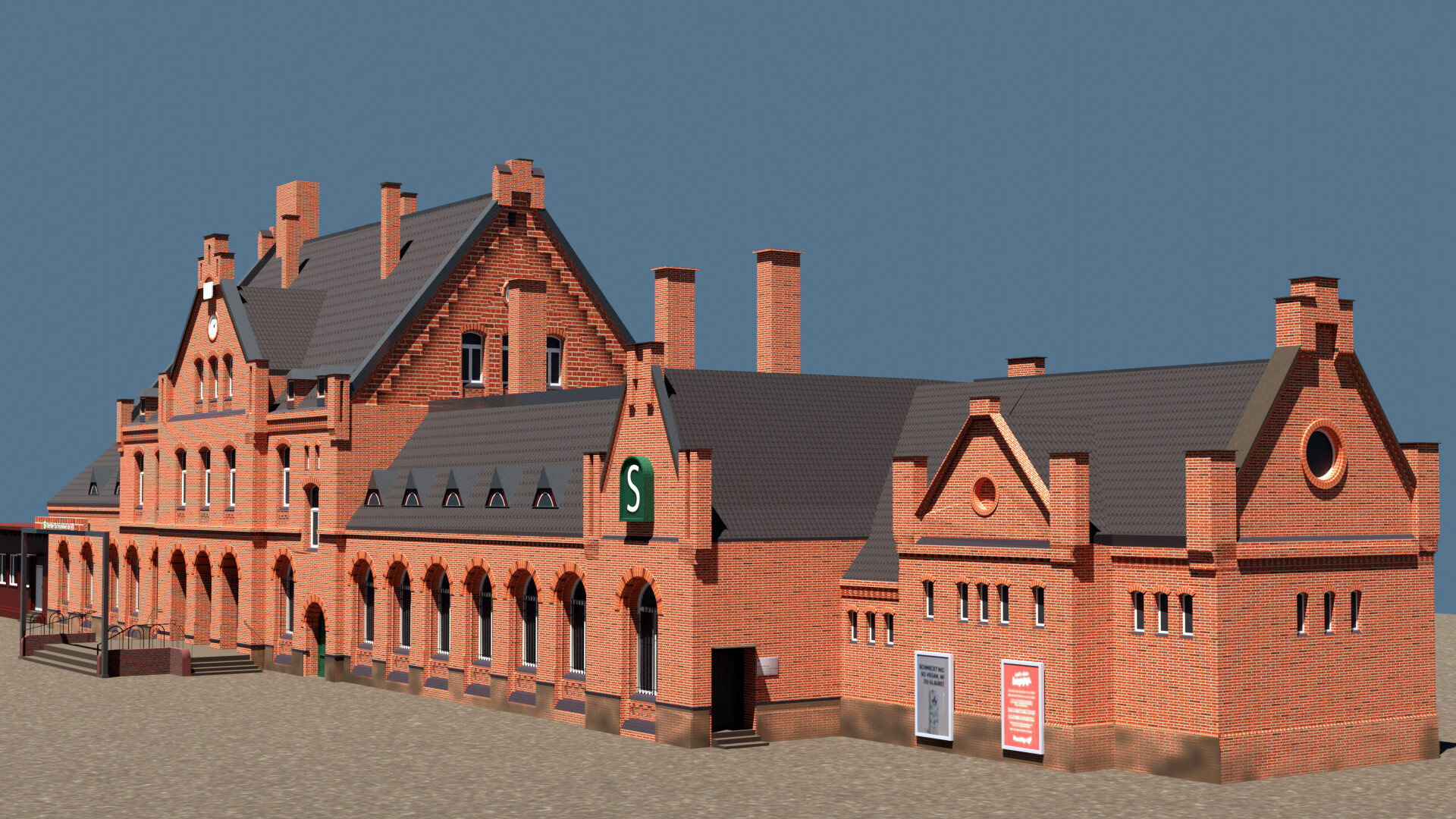 ArtStation - low poly railway station 3d model