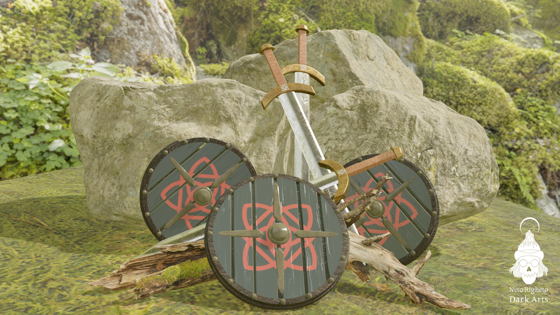 ArtStation - 3D model: Viking Sword & Shield