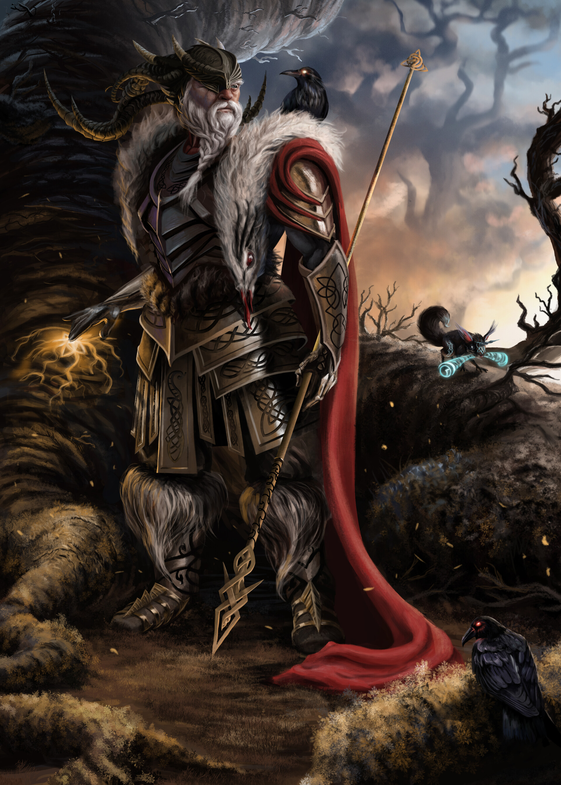 ArtStation - God Odin in the branches of Yggdrasil