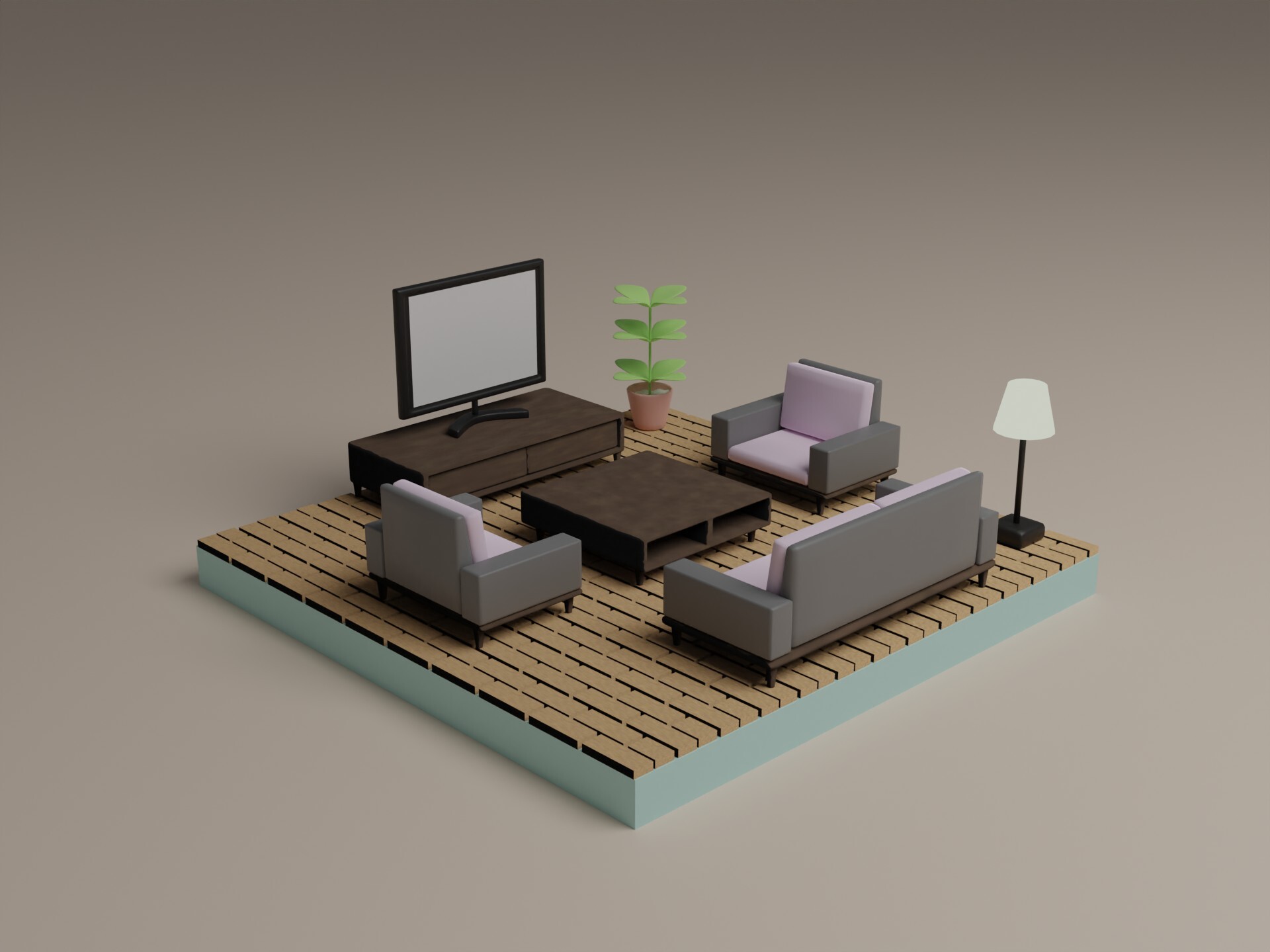ArtStation - Isometric_ Living room