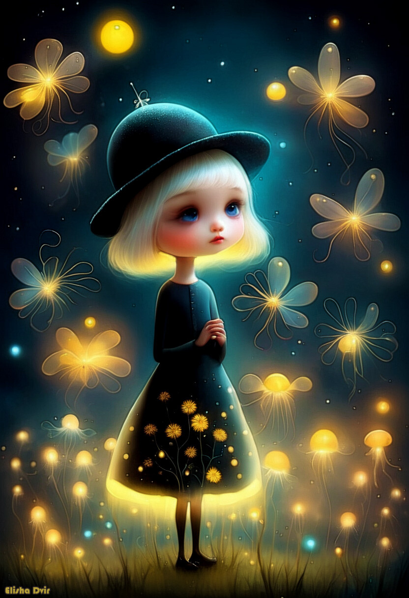 ArtStation - Girl with fireflies