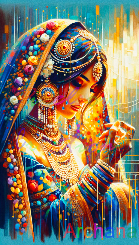 Traditional Indian Bride Painting