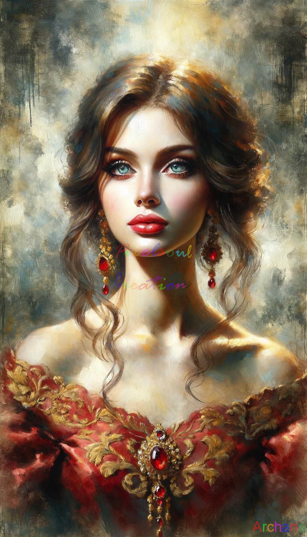 ArtStation - Timeless Elegance: A Portrait of Vintage Grace and Red ...