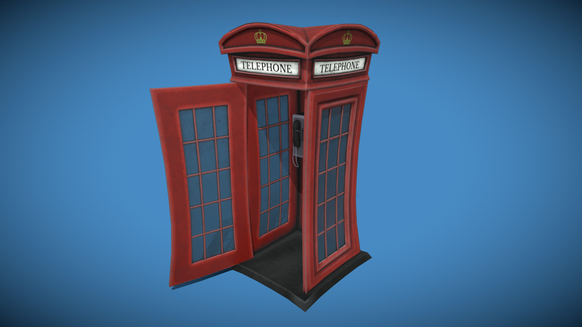 ArtStation - Stylized London UK Telephone Box