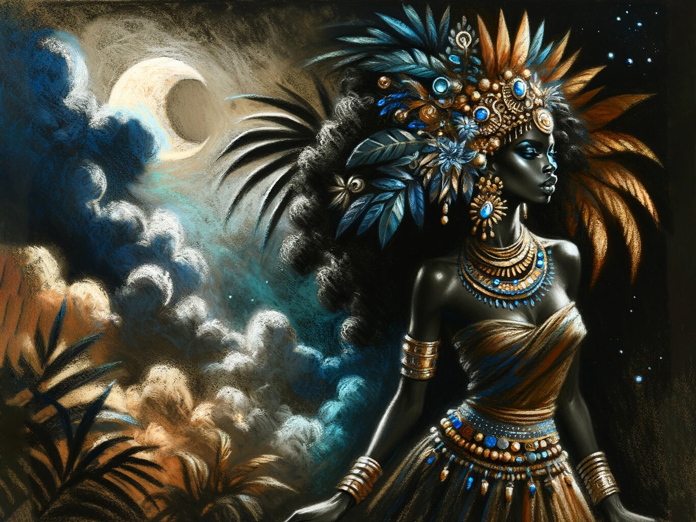 Archana - Majestic Radiance: Caribbean Goddess in Celestial Splendor - 4