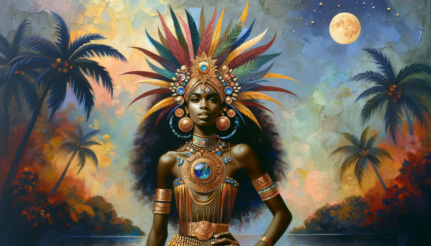 Archana - Majestic Radiance: Caribbean Goddess in Celestial Splendor - 5