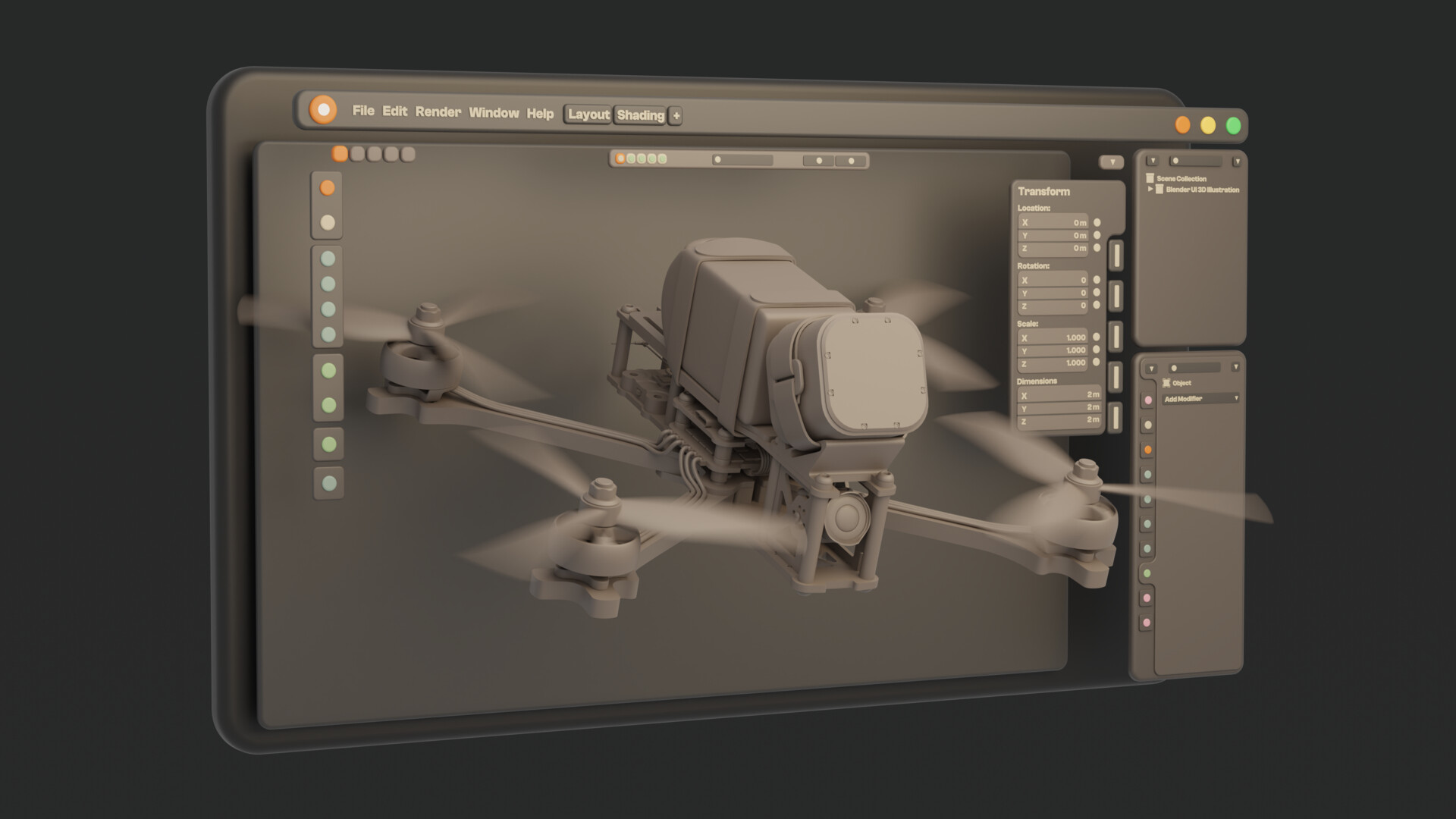 ArtStation - Blender UI Drone Render