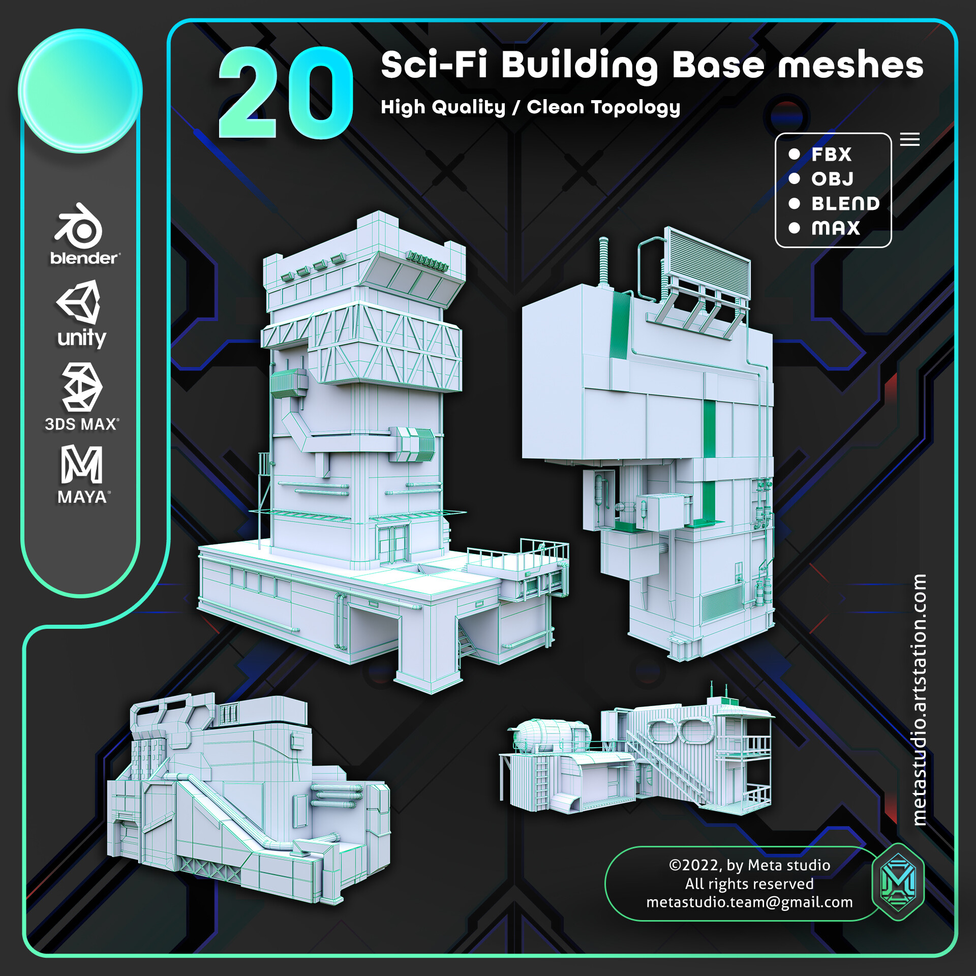 Meta Studio - 20 Scfi Bulding Base Mesh