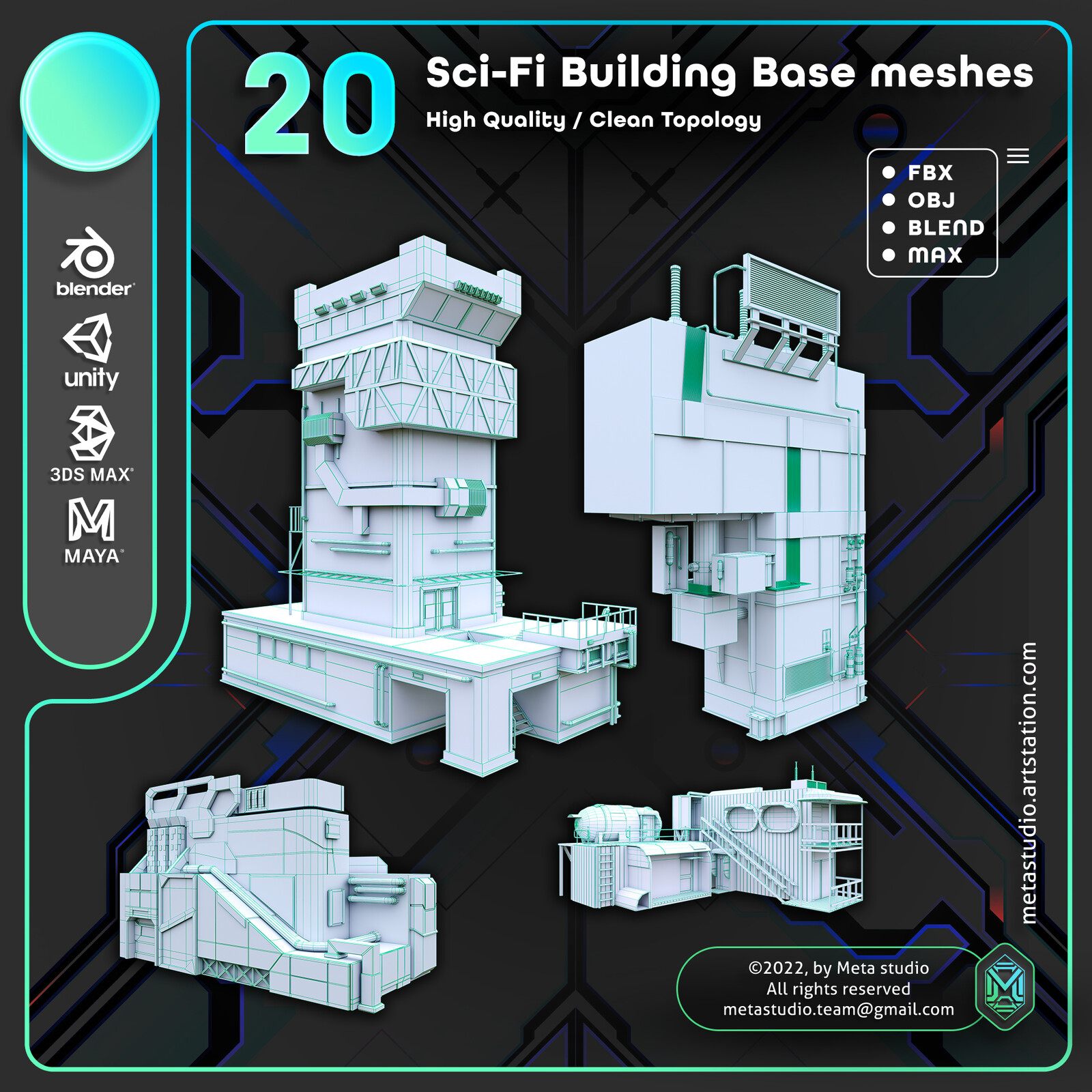 Meta Studio - 20 Scfi Bulding Base Mesh