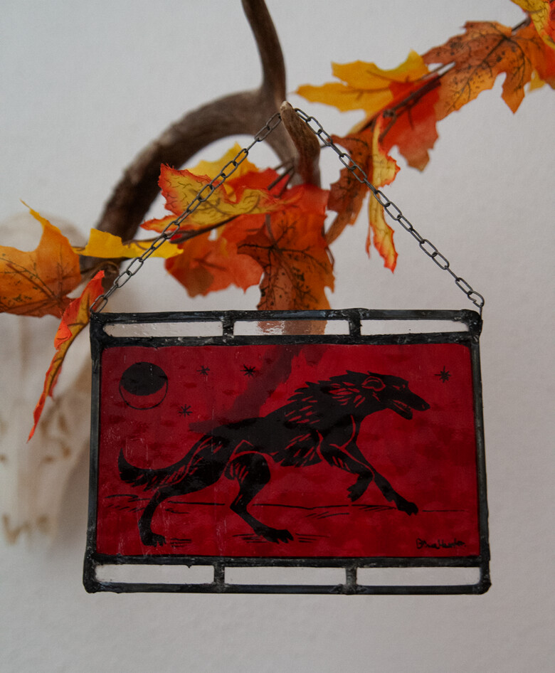 Blue Hunter - Stained glass - Black borzoi