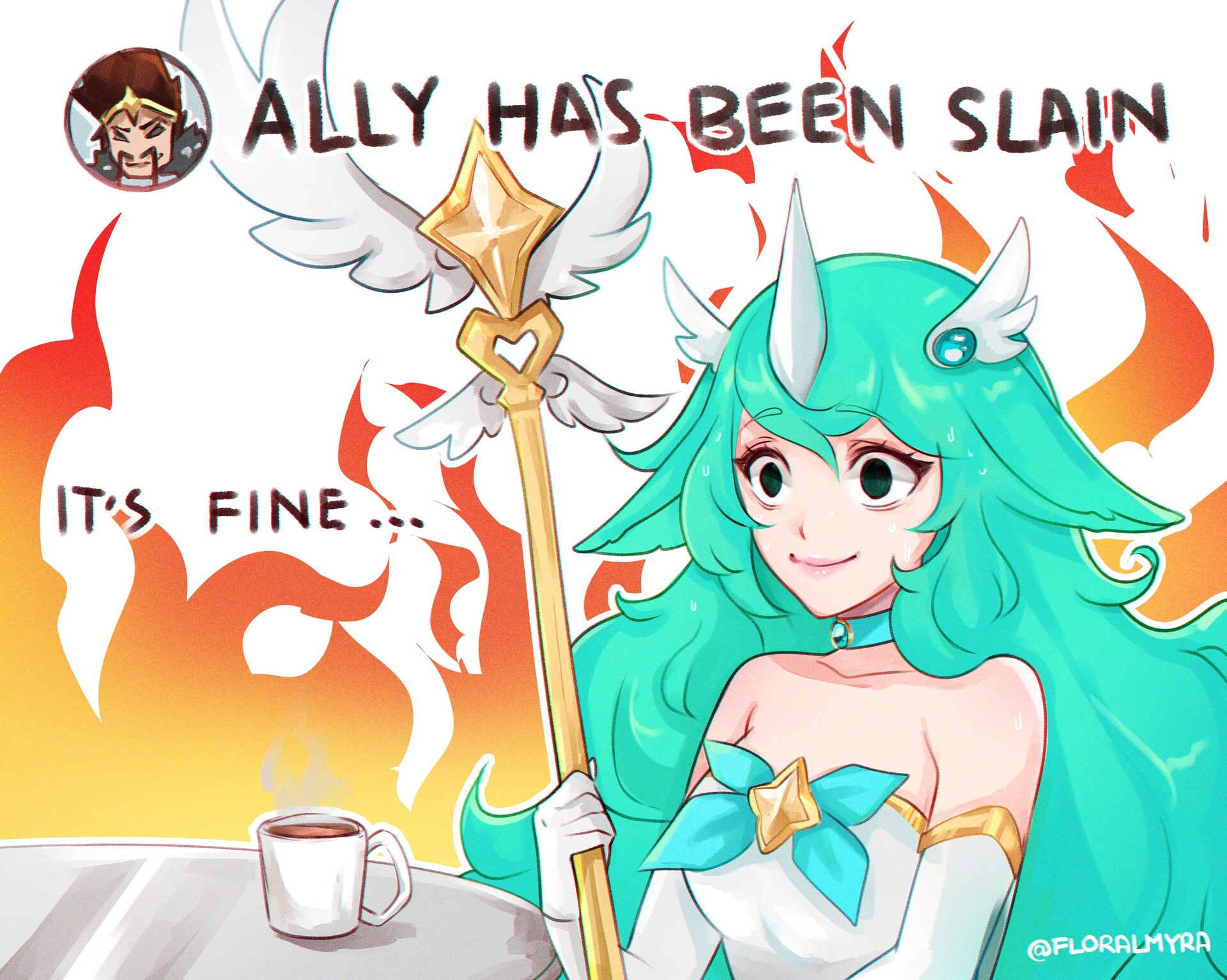 ArtStation - This is fine meme with Soraka and Draven