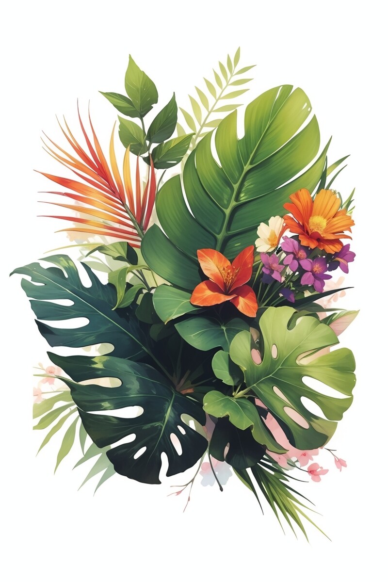 ArtStation - Boho Tropical Flower Artwork