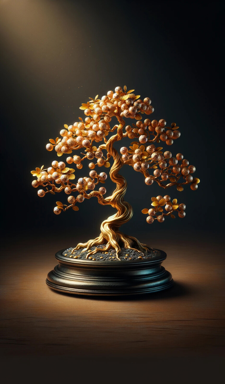 Archana - Gilded Blossoms: A Radiant Golden Tree in Solitude