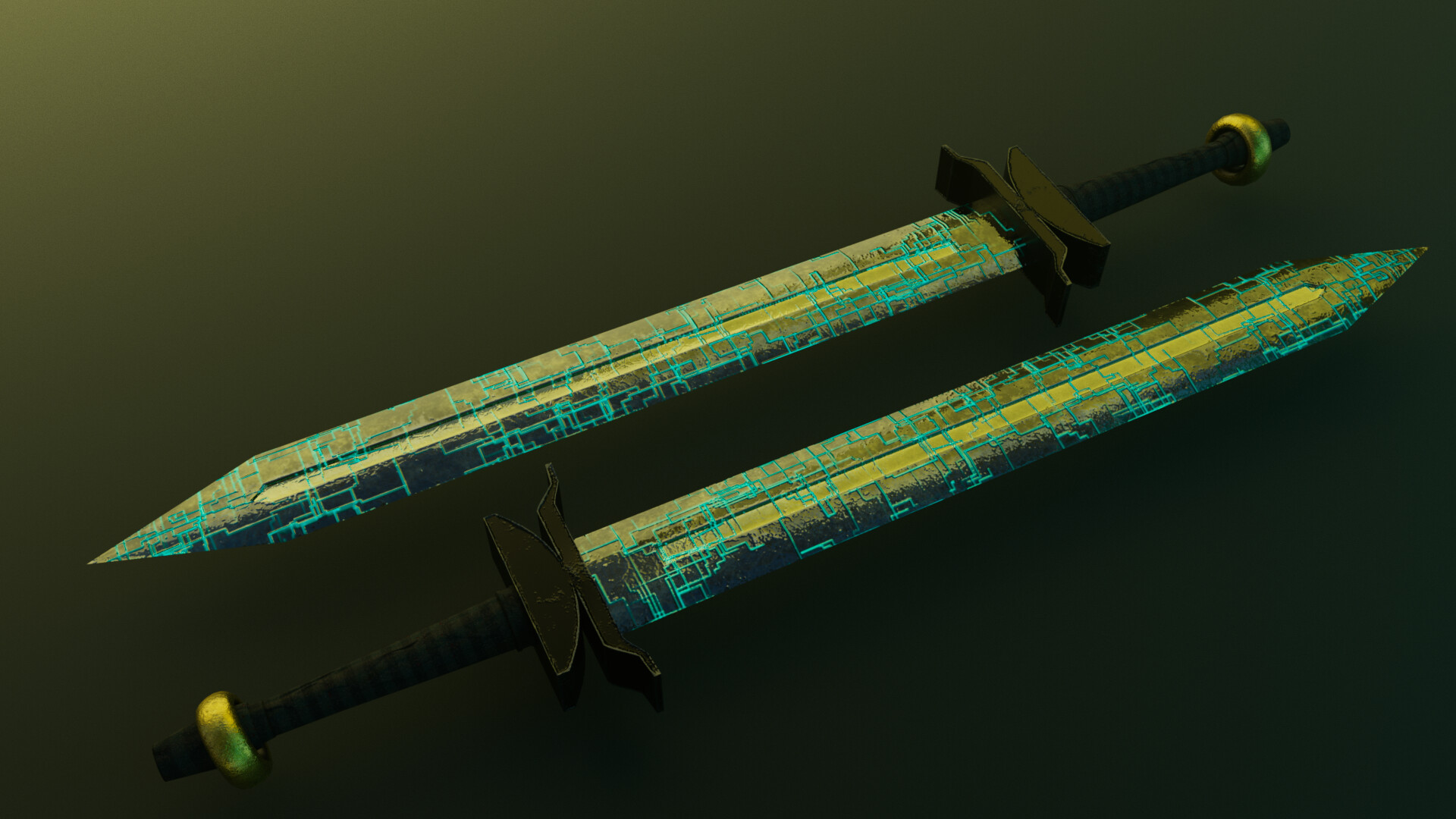 ArtStation - Anicent Sword with Techno magic.