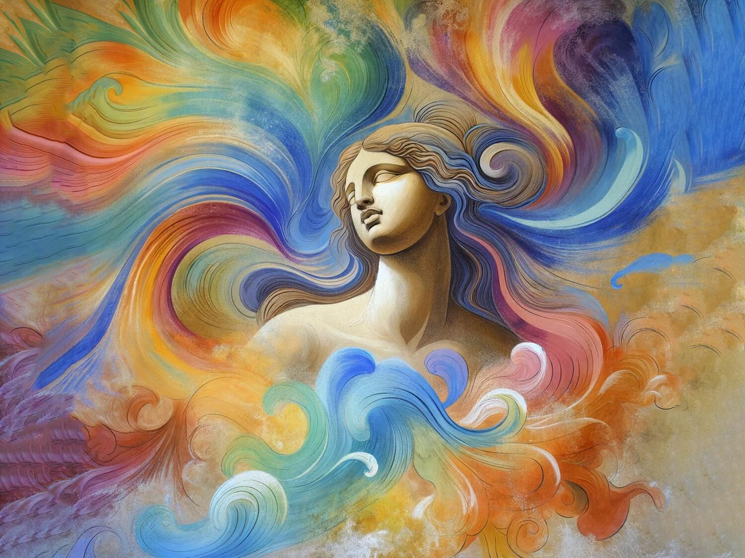 ArtStation - Abstract Elegance: Majestic Paint Swirls Goddess 2